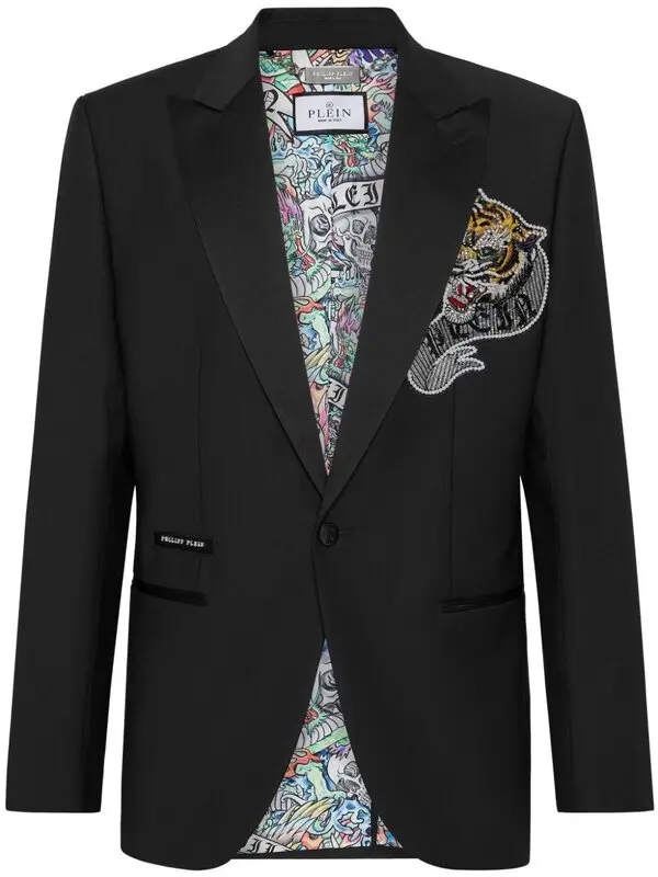 Philipp Plein Tattoo-appliqué Single-breasted Blazer