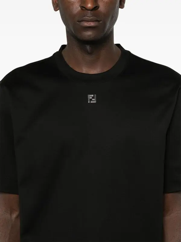 Fendi Ff-Plaque Cotton T-Shirt - Black | Editorialist
