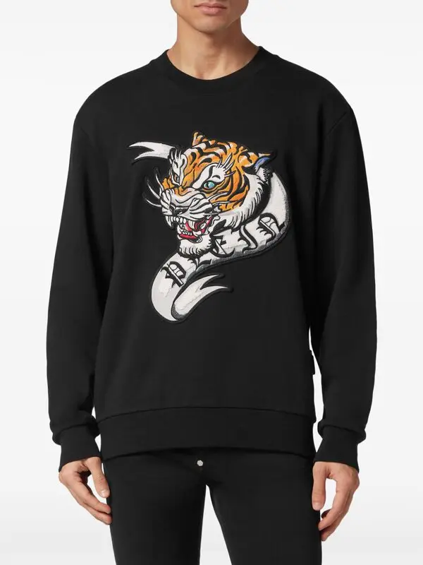 Philipp Plein Tattoo Print Cotton Sweatshirt - Black