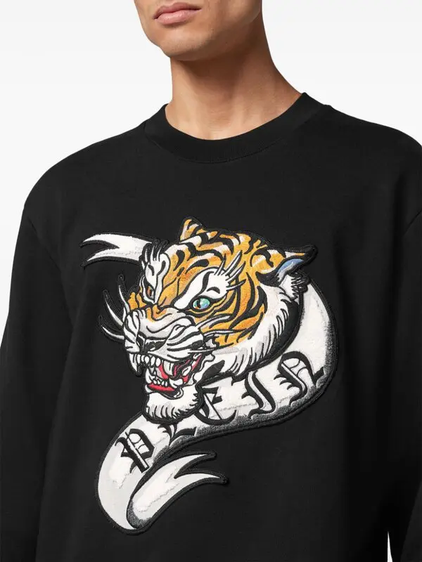 Philipp Plein Tattoo Print Cotton Sweatshirt - Black