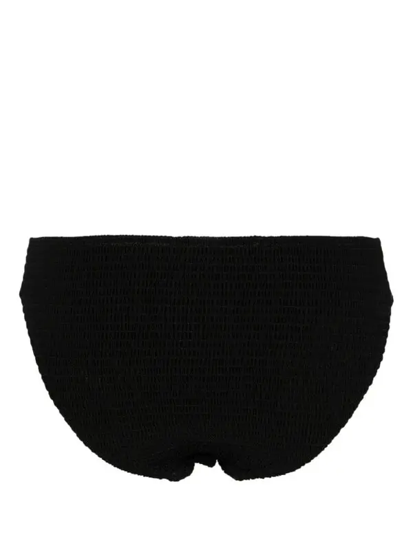 TOTEME Mid-rise Smocked Bikini Bottoms - Black