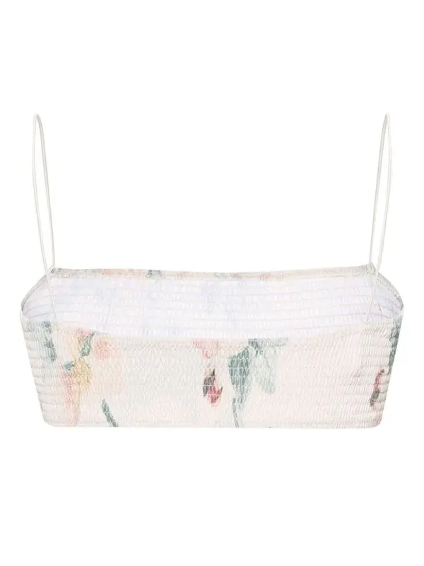 TOTEME Smocked Bandeau Bikini Top - Neutrals