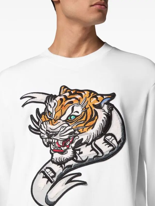 Philipp Plein Tattoo Print Cotton Sweatshirt - White