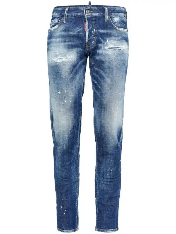 Dsquared2 Paint Splatter Straight-leg Jeans - Blue