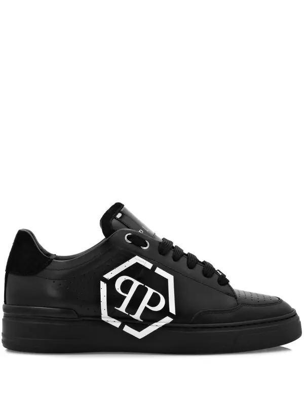 Philipp Plein Hexagon Leather Sneakers - Black