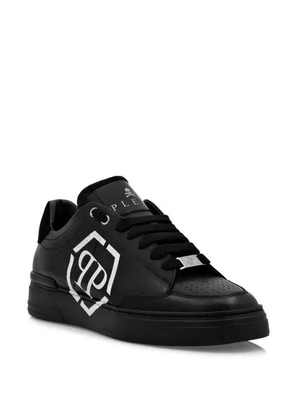 Philipp Plein Hexagon Leather Sneakers - Black