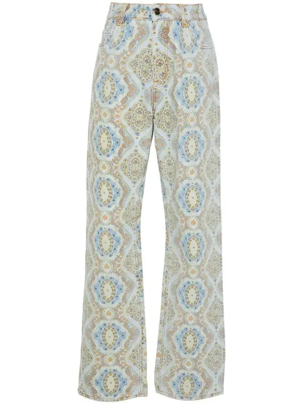 Etro Paisley Print Straight-leg Jeans - Blue