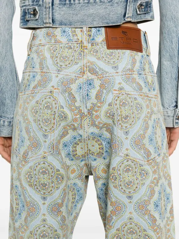 Etro Paisley Print Straight-leg Jeans - Blue