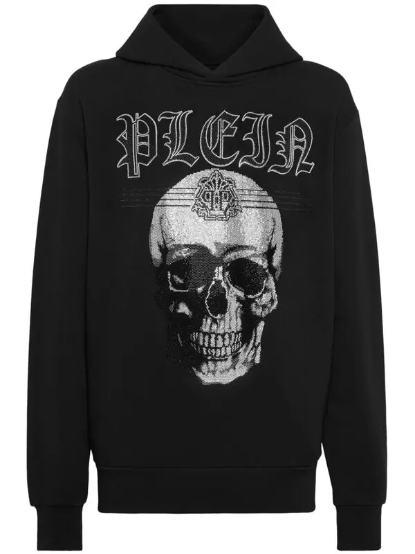 Philipp Plein Skull-print Rhinestone-embellished Hoodie - Black