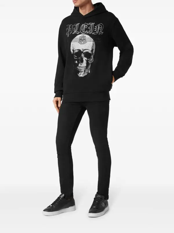 Philipp Plein Skull-print Rhinestone-embellished Hoodie - Black