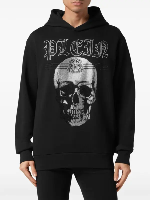 Philipp Plein Skull-print Rhinestone-embellished Hoodie - Black