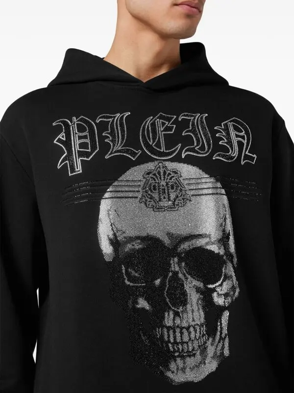 Philipp Plein Skull-print Rhinestone-embellished Hoodie - Black