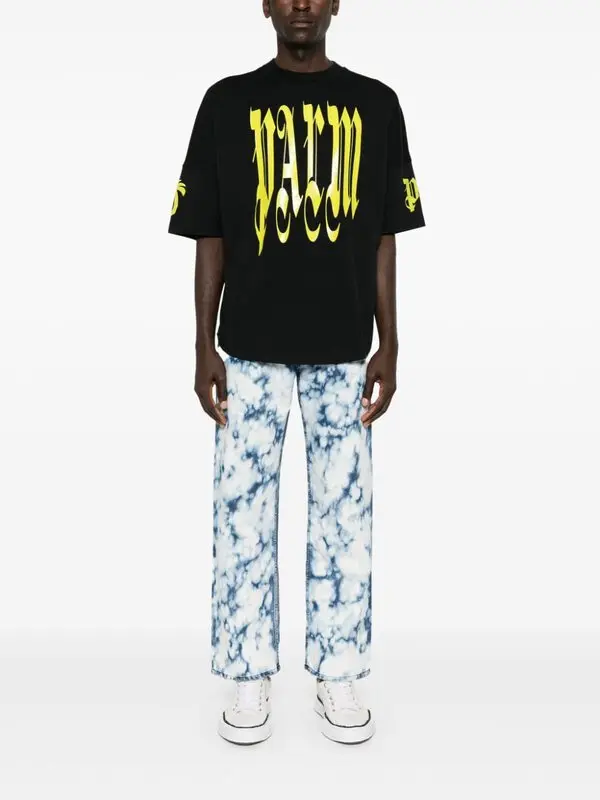 Palm Angels Gothic Logo-print T-shirt - Black