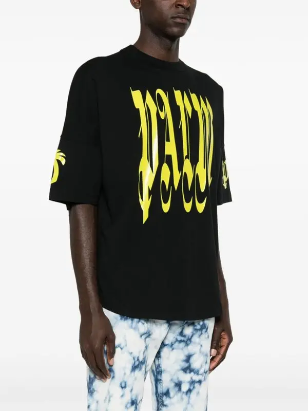 Palm Angels Gothic Logo-print T-shirt - Black