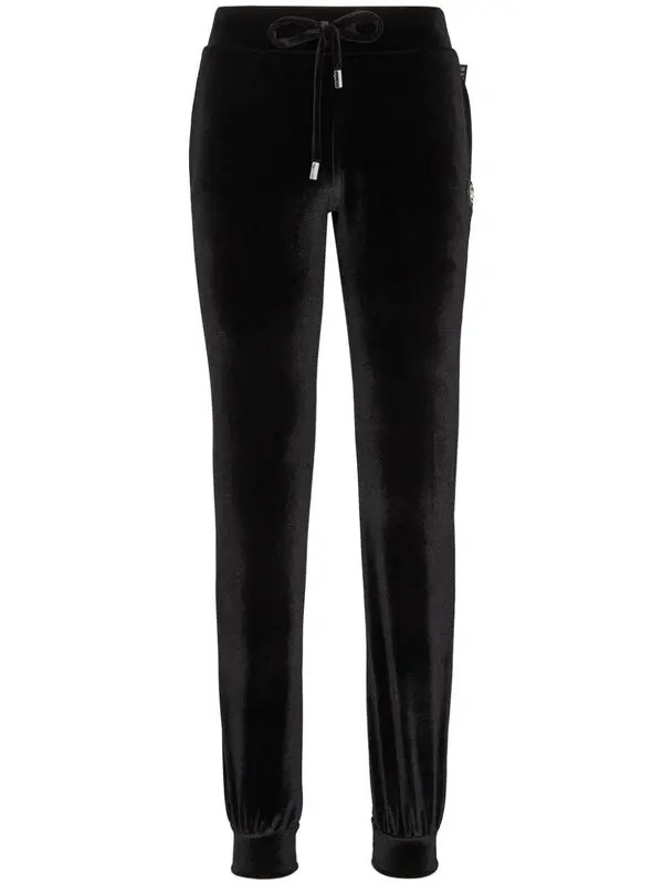 Philipp Plein Logo Velvet Track Pants - Black