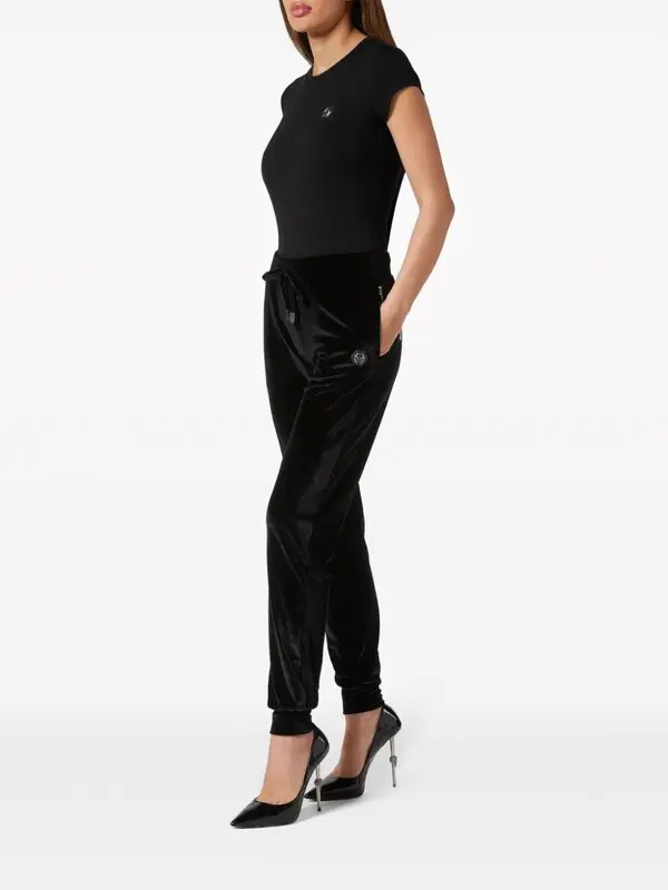 Philipp Plein Logo Velvet Track Pants - Black