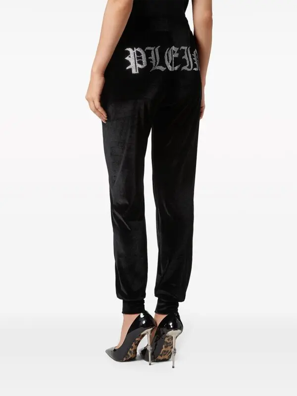 Philipp Plein Logo Velvet Track Pants - Black