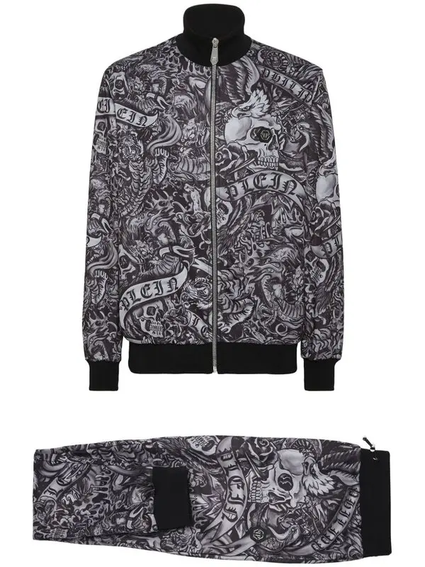Philipp Plein Tattoo All Over-print Tracksuit Set