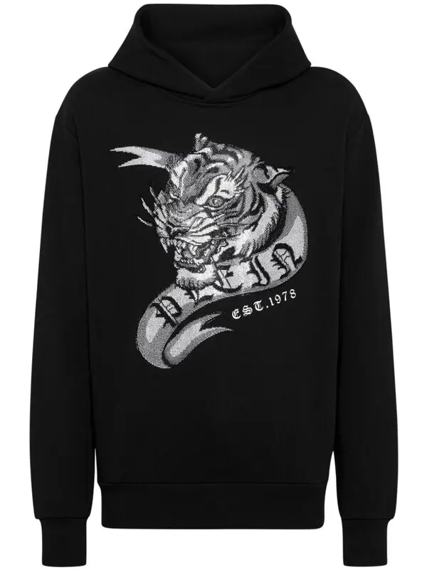 Philipp Plein Crystal-embellished Hoodie - Black