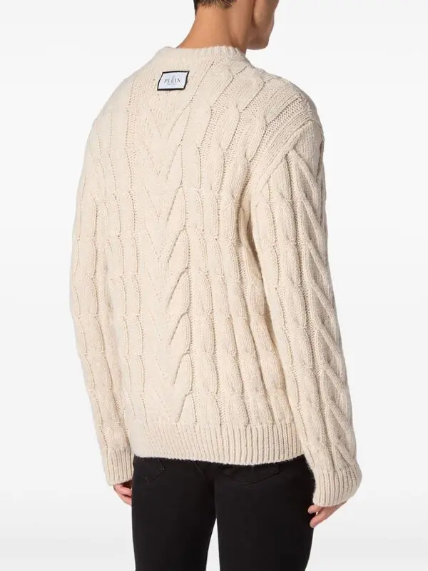 Philipp Plein Tattoo-print Cable-knit Jumper