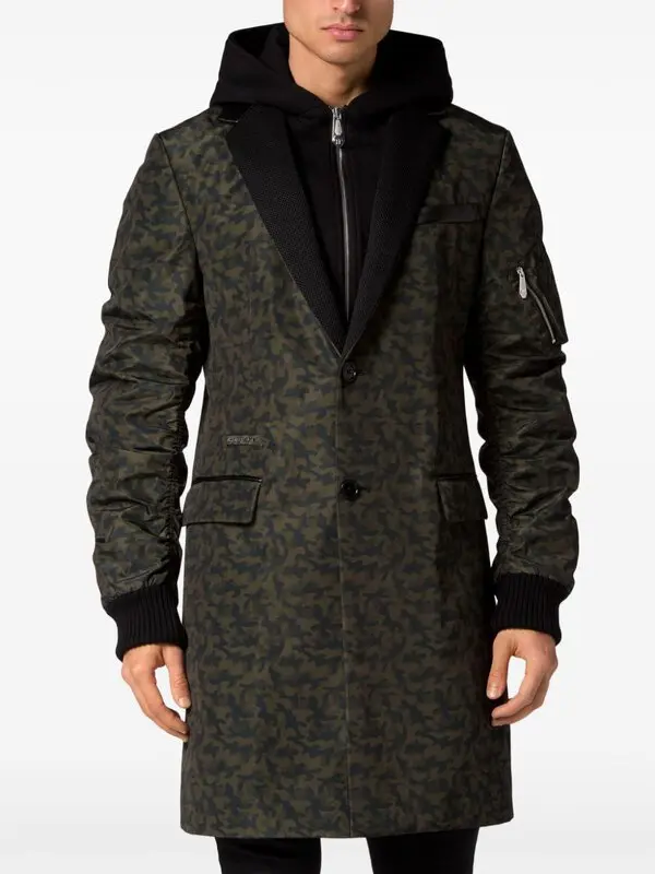 Philipp Plein Layered Camouflage-pattern Coat