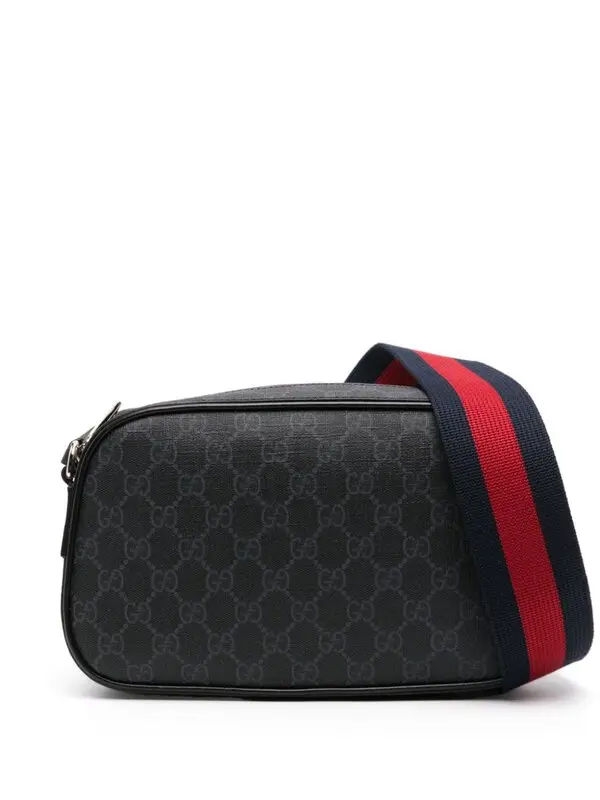 Gucci Gg Supreme Leather Messenger Bag - Black