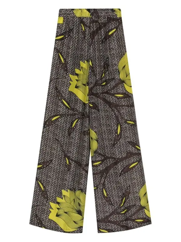 P.a.r.o.s.h Floral-print Silk Trousers - Brown