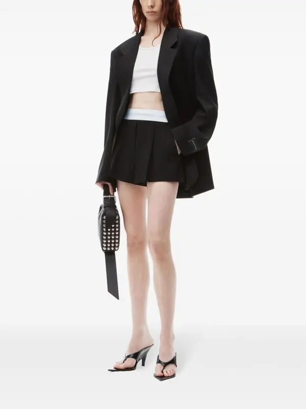 Alexander Wang Logo-waistband Pleated Shorts