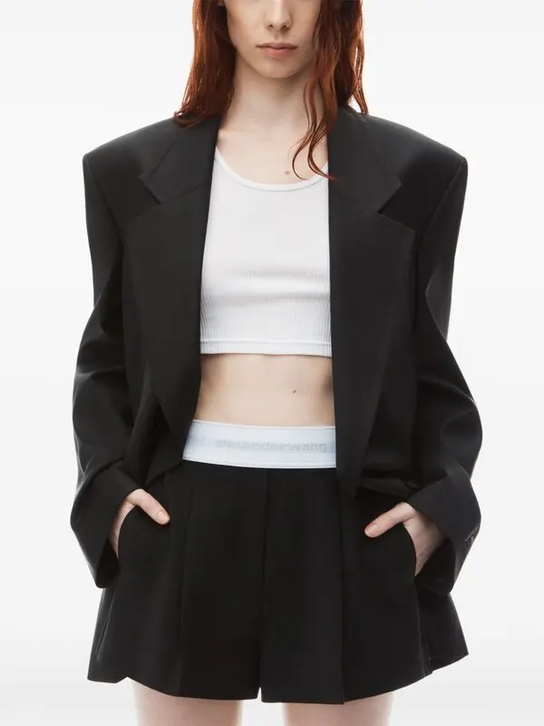 Alexander Wang Logo-waistband Pleated Shorts
