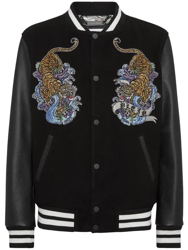 Philipp Plein Tiger-print Bomber Jacket - Black