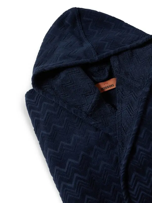 Missoni Chalk Cotton Hooded Bathrobe - Blue
