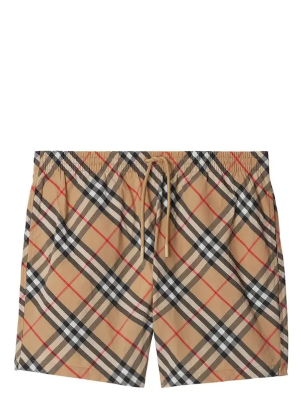 Burberry Check-print Drawstring Swim Shorts - Neutrals