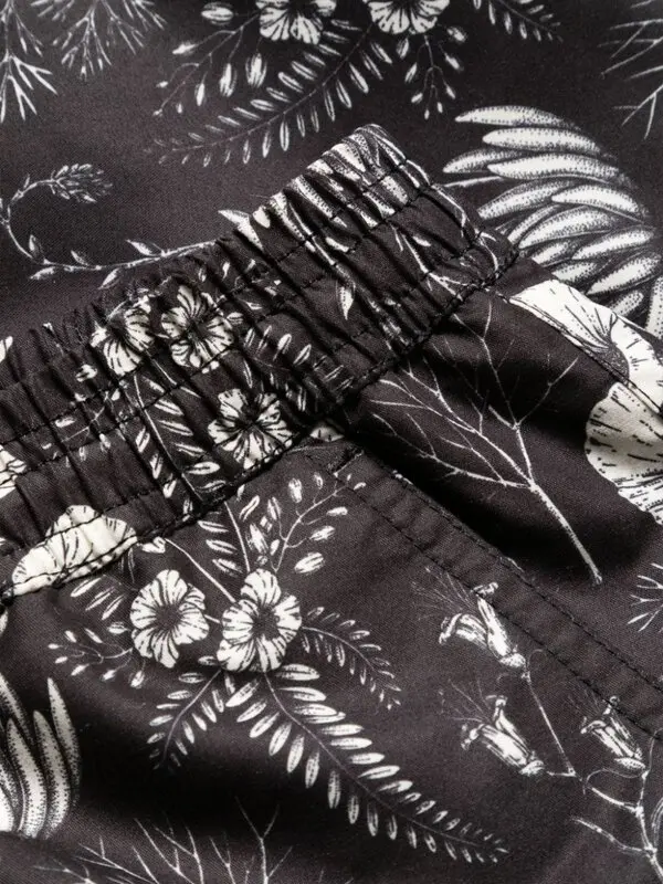 Sunspel Leaf-print Swim Shorts - Black