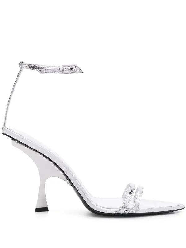 Attico Ester 95mm Leather Sandals - Silver
