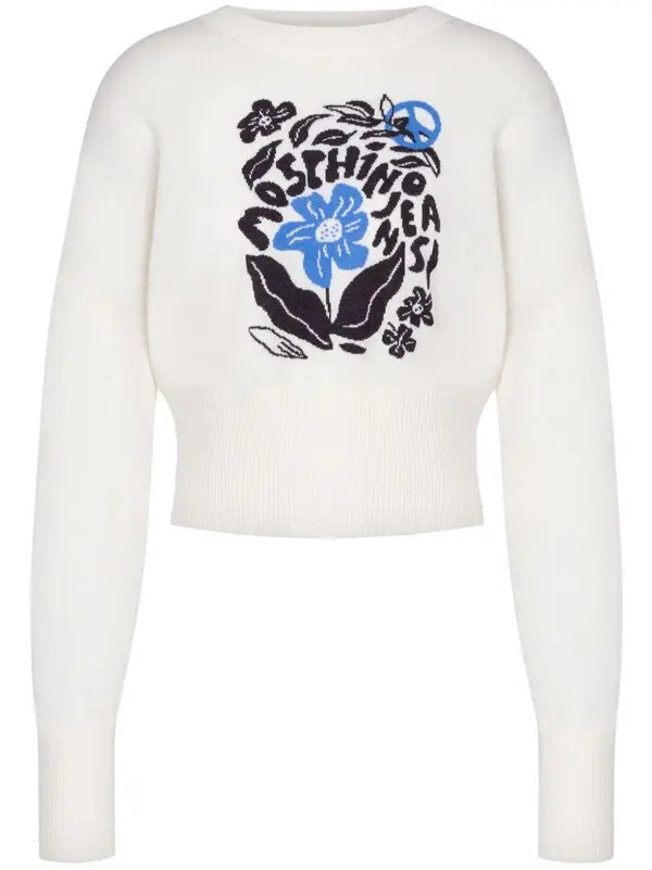 Moschino Floral-intarsia Wool Jumper - White