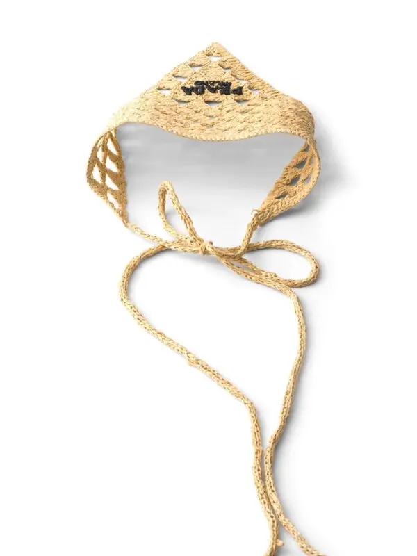 Prada Logo-Embroidered Bandana - Neutrals | Editorialist display picture 3