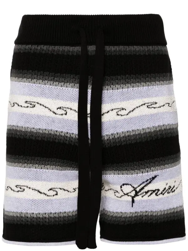 Amiri Wave Baja Knitted Shorts - Black