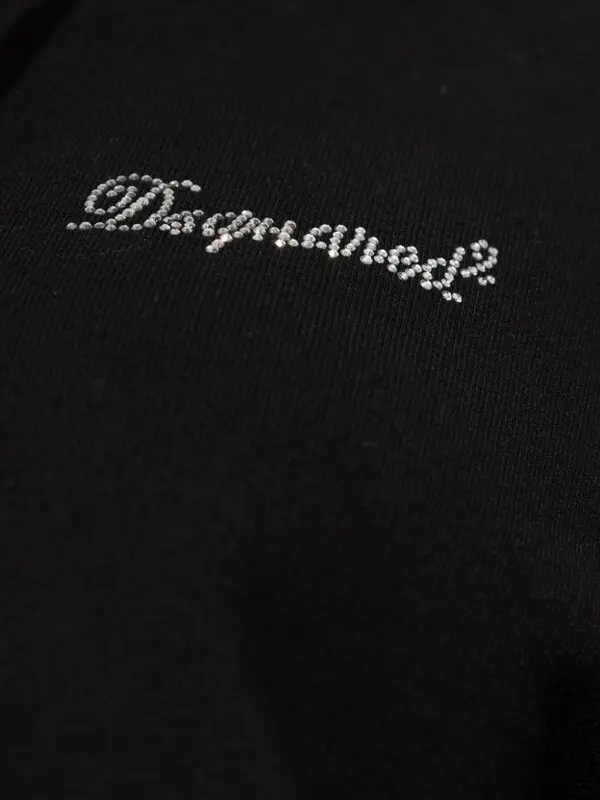 Dsquared2 Rhinestone-logo Cropped Hoodie