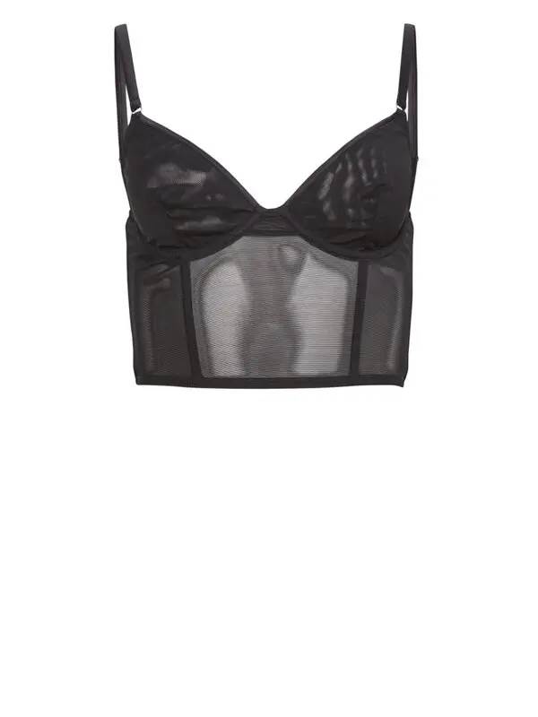 Fleur Du Mal Longline Mesh Bustier - Black