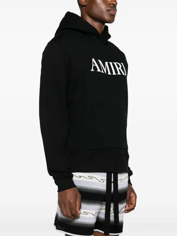 Amiri Logo-lettering Cotton Hoodie - Black