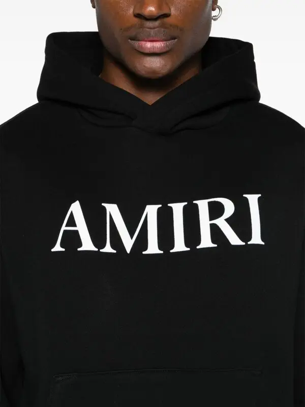 Amiri Logo-lettering Cotton Hoodie - Black