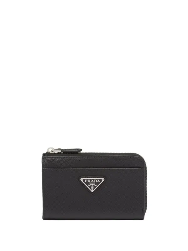 Prada Triangle-logo Leather Keychain - Black