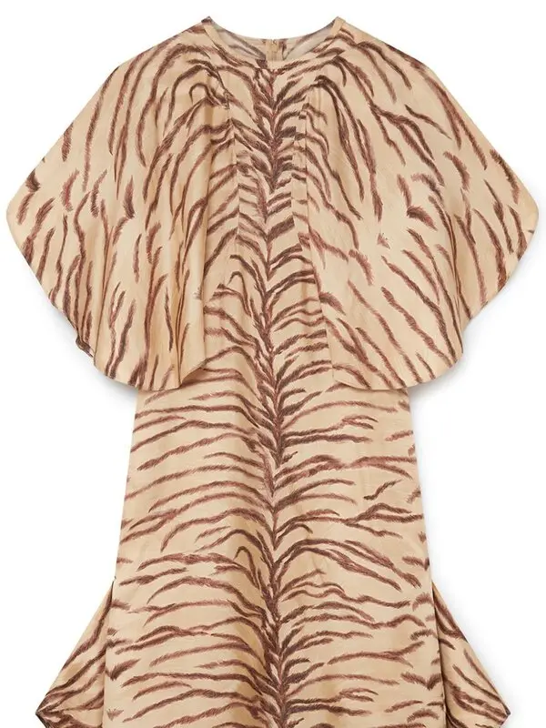 Stella McCartney Tiger-print Silk Midi Dress - Brown