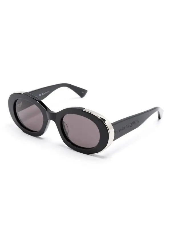 Alexander McQueen Oval Frame Sunglasses - Black