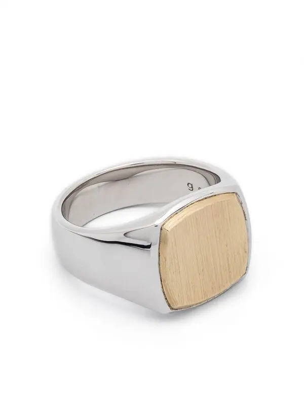 Tom Wood 9kt Yellow Gold Cushion Ring - Silver