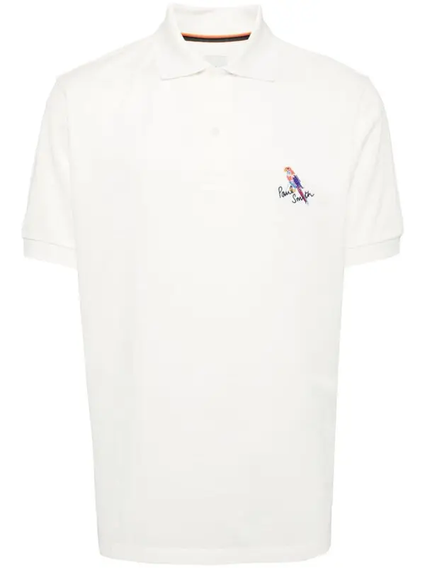 Paul Smith Embroidered-design Cotton Polo Shirt - White