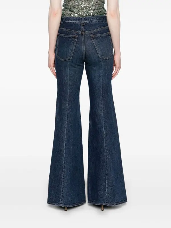 Sacai Belted Flared Jeans - Blue