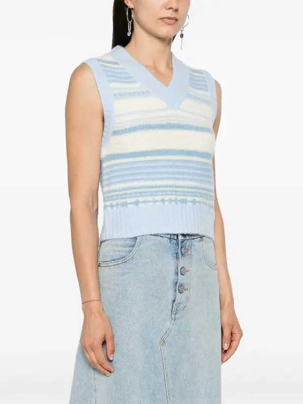 GANNI Stripped Knitted Top