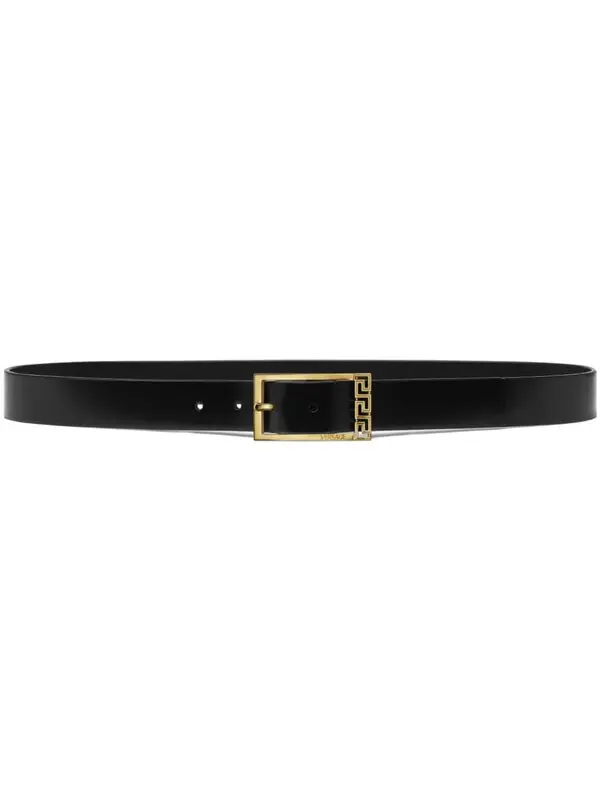 Versace Greca Leather Belt - Black