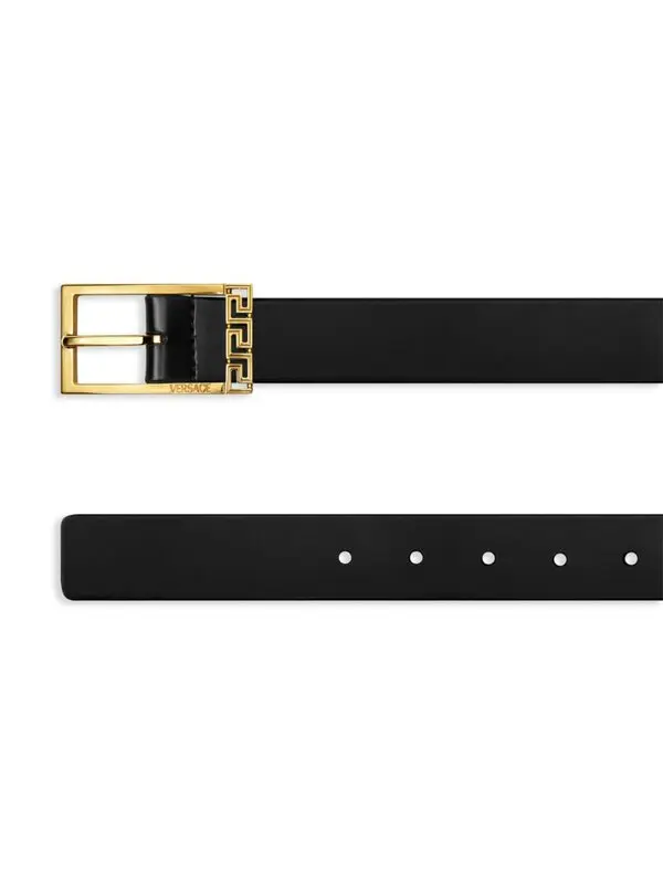Versace Greca Leather Belt - Black